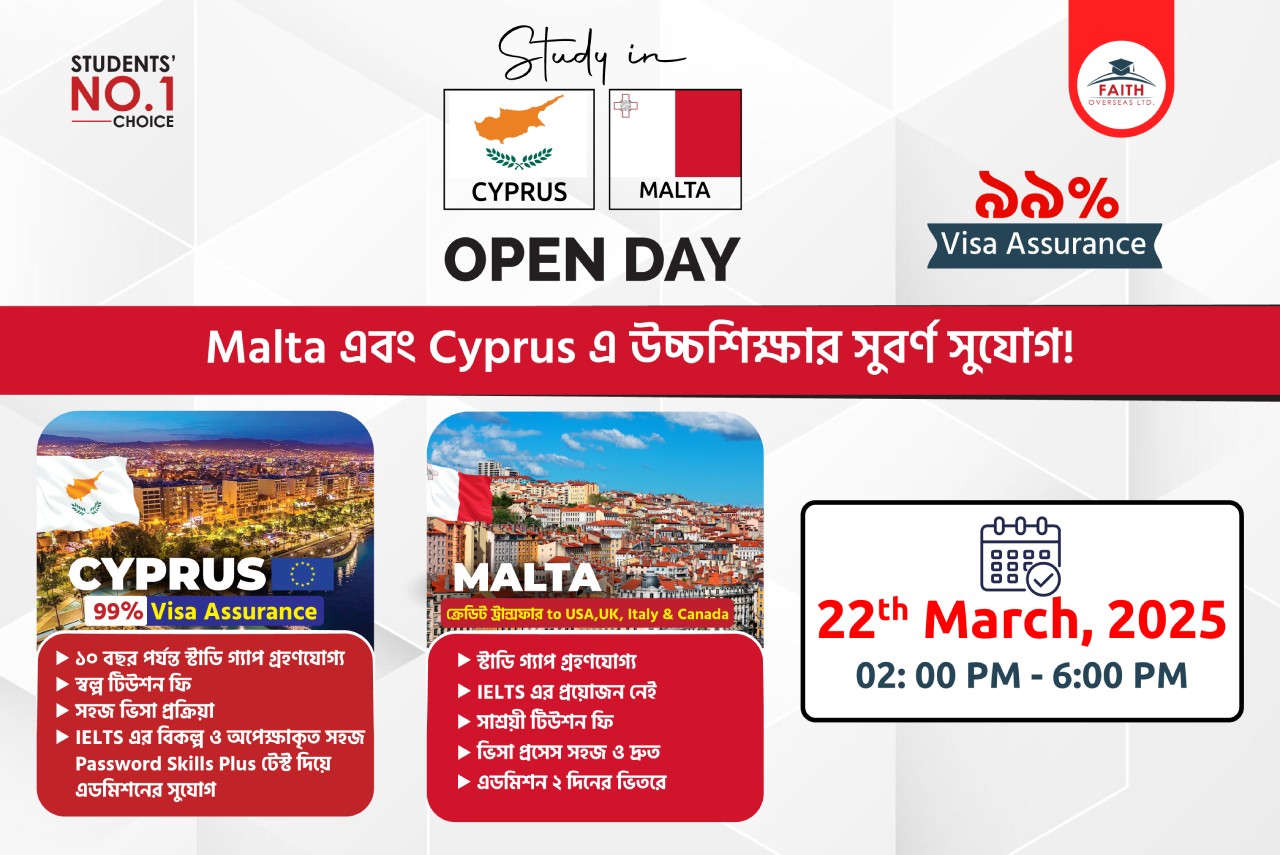 Study in Europe - Cyprus, Malta | Open Day - Faith Overseas Ltd